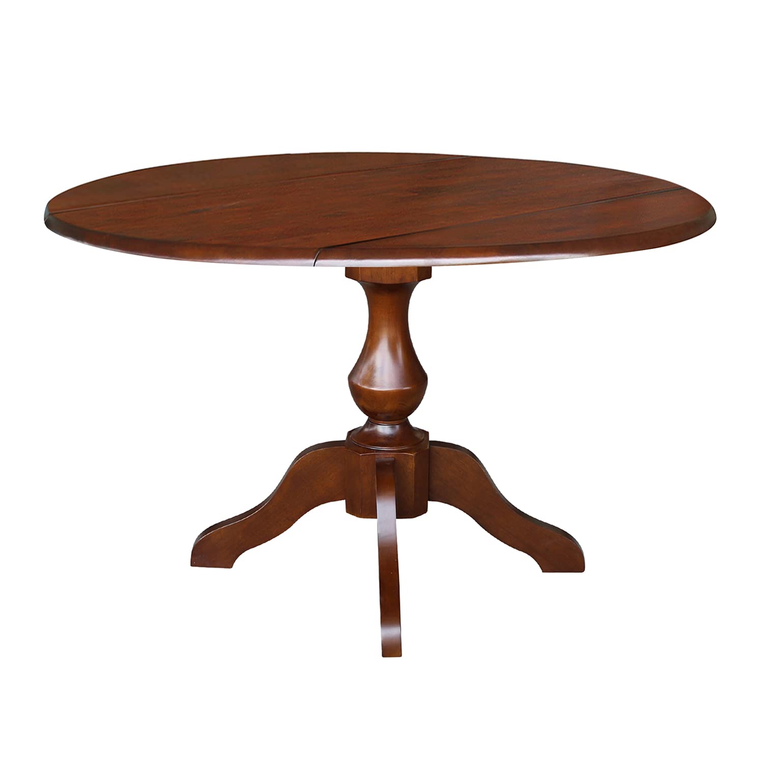 International Concepts Hardwood Round Dual Drop Leaf Pedestal Espresso ...