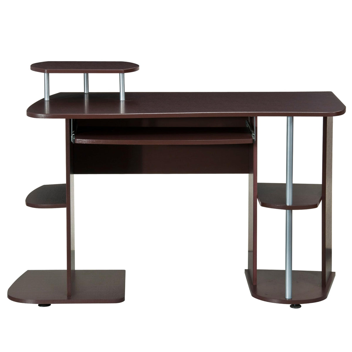 Complete Computer Workstation Desk With Storage. Color: Chocolate – Bircata