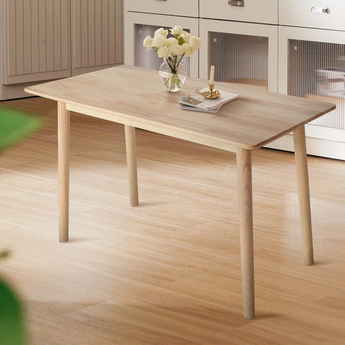 Solid Wood Dining Table Small Rectangle Kitchen Table for Small Spaces ...