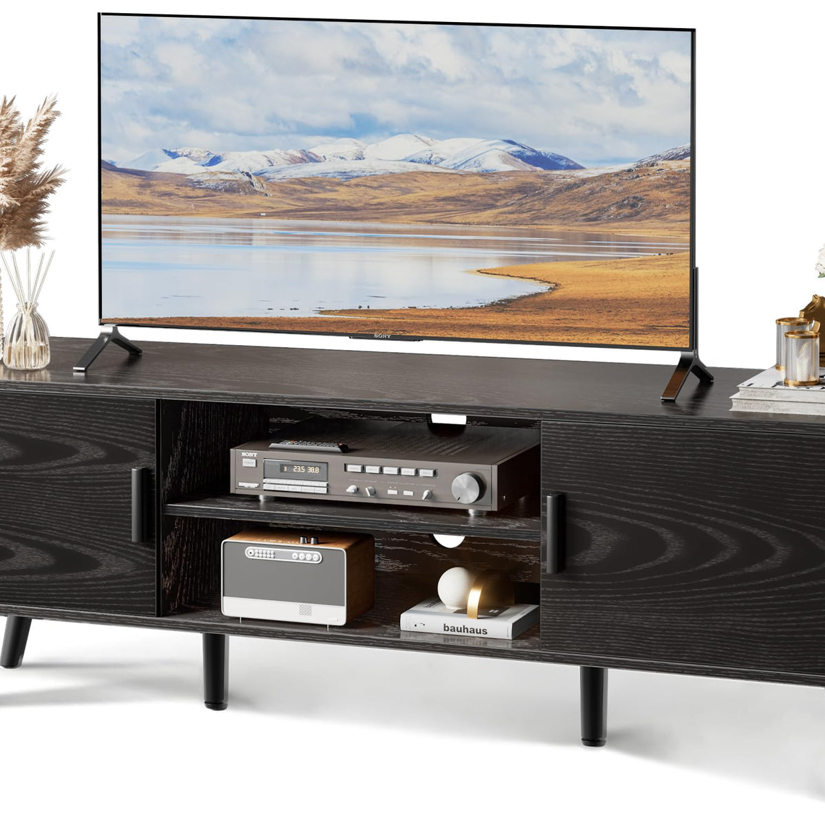 TV Stand for 55 Inch TV, Entertainment Center with Adjustable Shelf, 2 ...