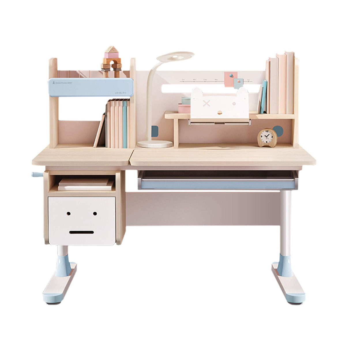 Height Kids Study Desk Drafting Table Computer Station Built-in Booksh ...