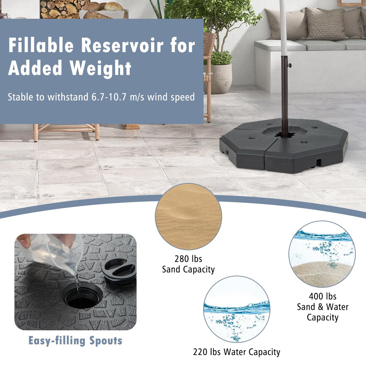 Giantex 4PCS 350 lbs Offset Patio Umbrella Base, Octagonal Umbrella Ba ...