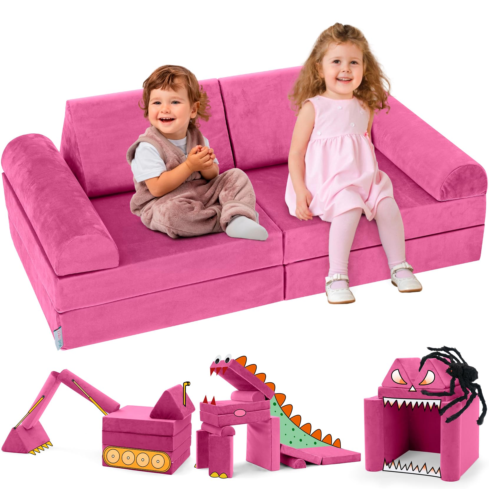 Kids Play Couch, K8 Imaginative Convertible Foam Play Couch for Kids a ...
