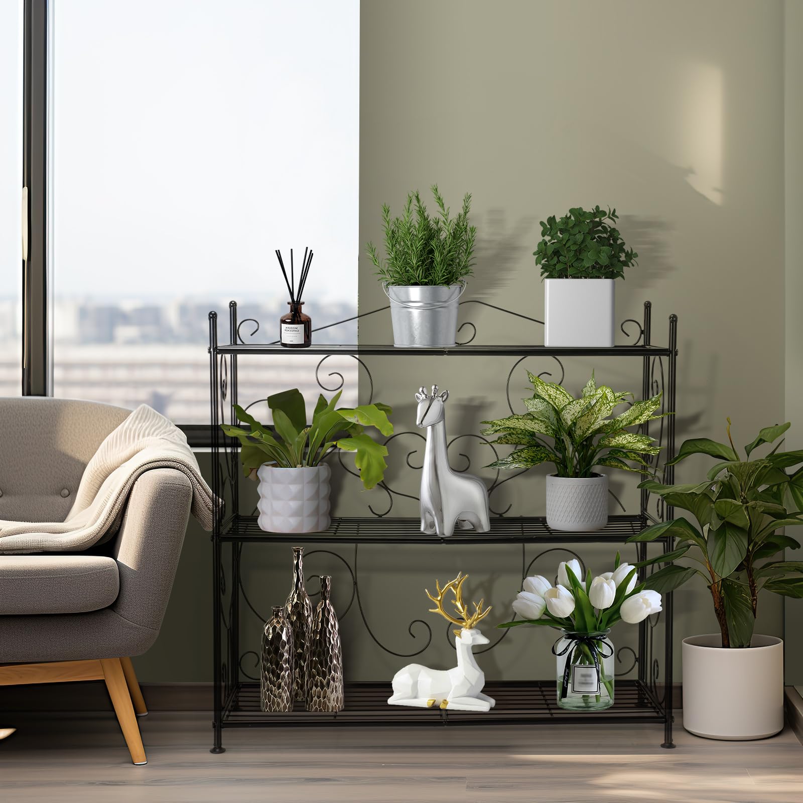 The Home Cult Plant Stand, 3 Tier Metal Plant Stand Outdoor Indoor, He ...