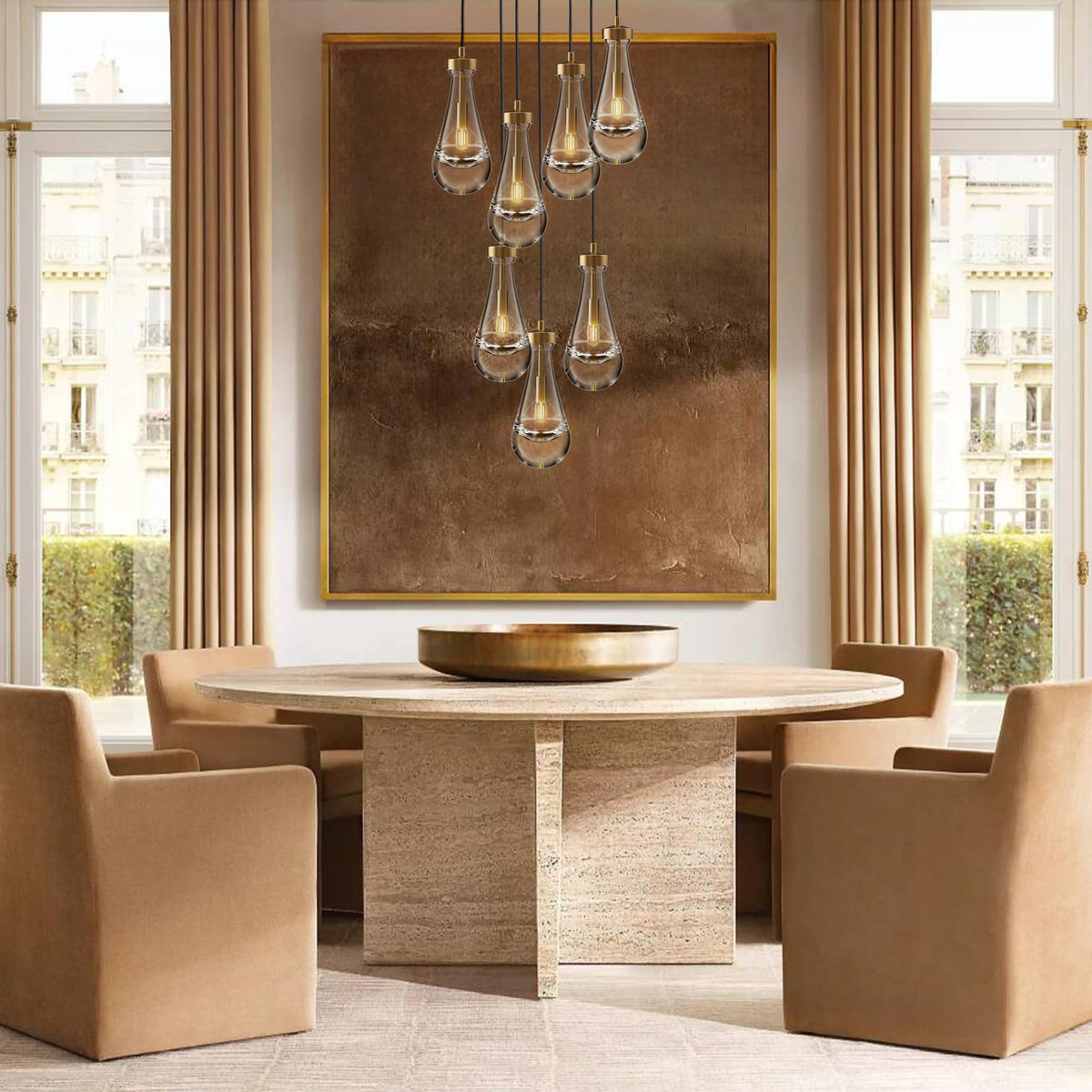 YUEXPAND H100'' High Ceiling Chandelier for Entryway,Modern Raindrop C ...