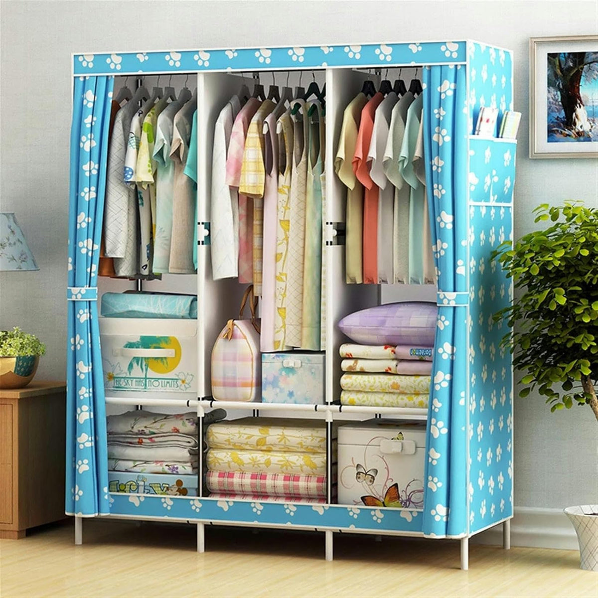 Assemble Wardrobe Combination Wardrobe Storage Wardrobe Steel Frame Re ...