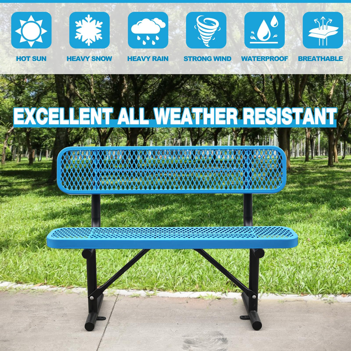 Heavy Duty Metal Park Bench for Outside, Outdoor Garden Benches with B ...