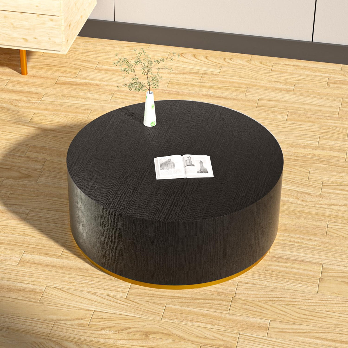 kevinplus Black Coffee Table Side Table End Table for Living Room, Dru ...