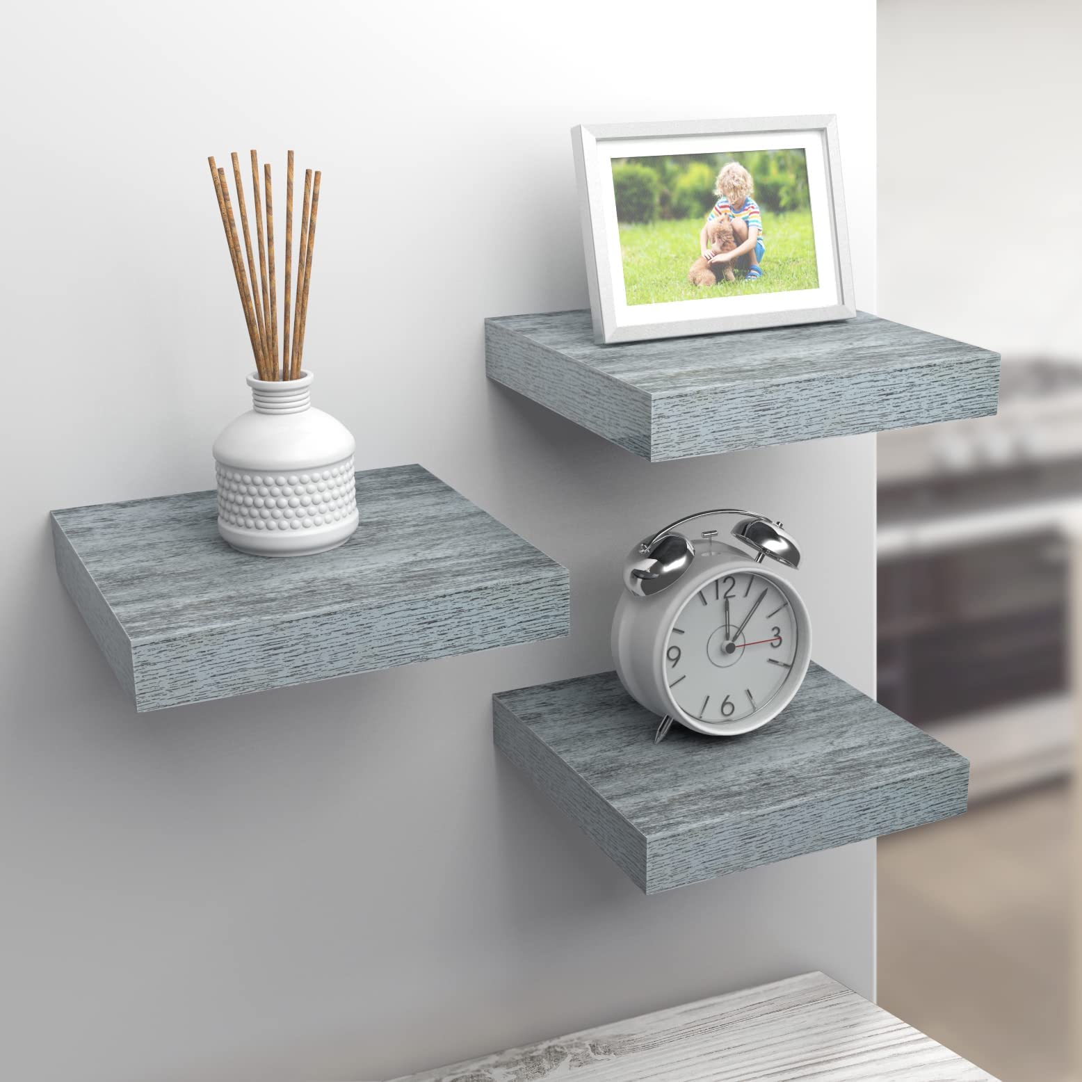 Floating Shelves - Square Mounted Display Ledge for Room Decor in The